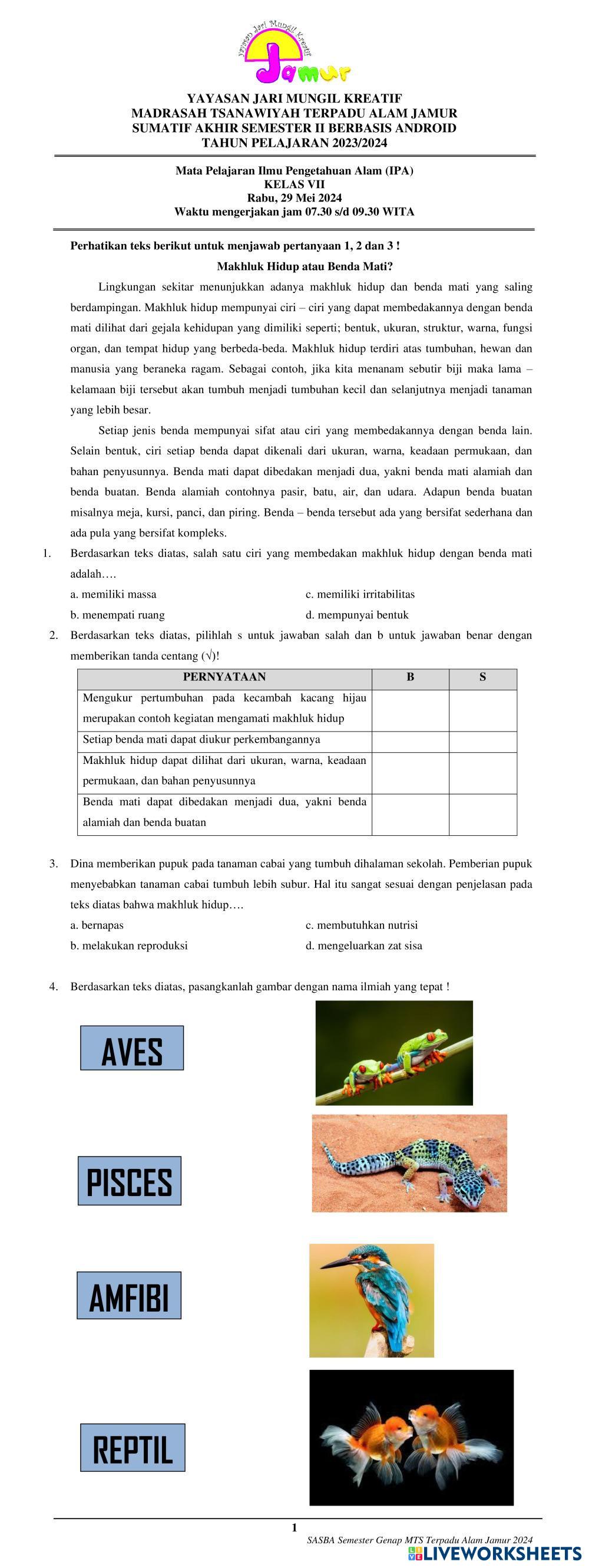 SASBA SEM II MT… | Free Interactive Worksheets | 7706928