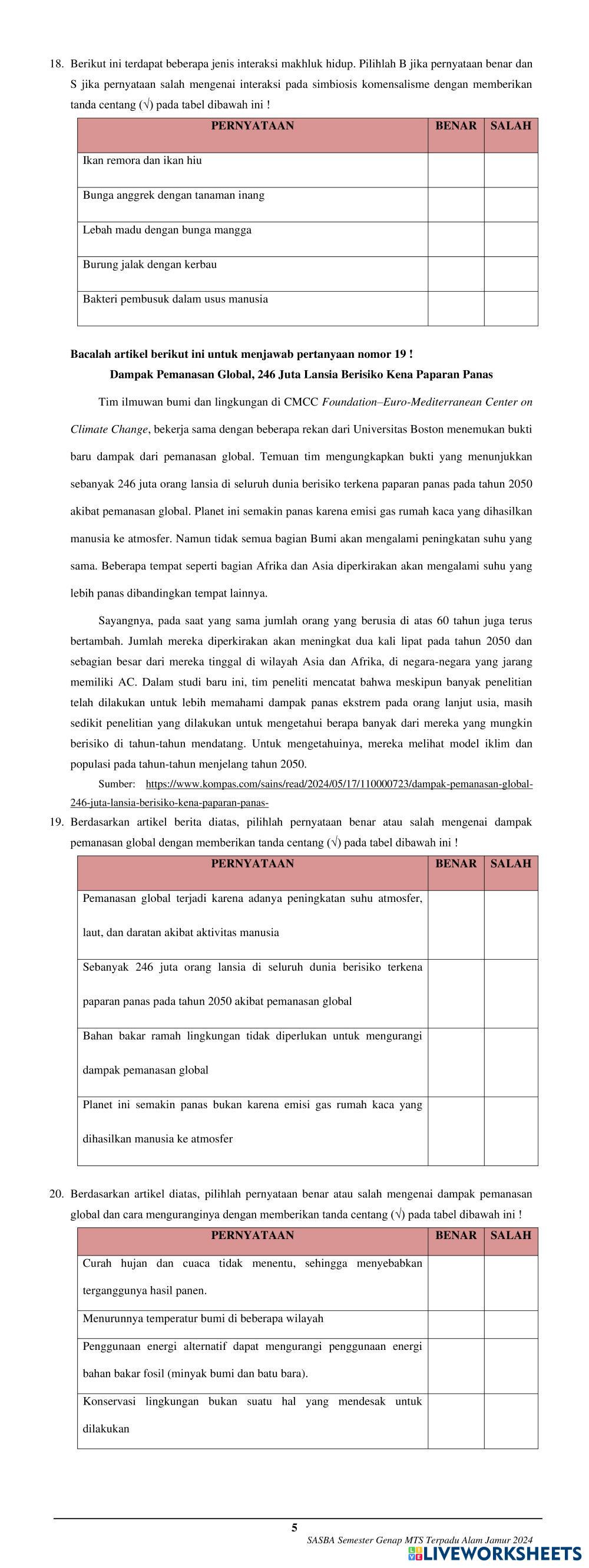 SASBA SEM II MT… | Free Interactive Worksheets | 7706928