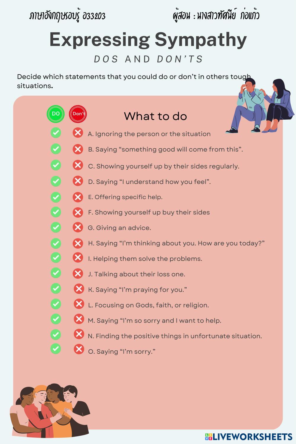 Dos and Don’t (Expressing Sympathy) 7706933 | Thassanee
