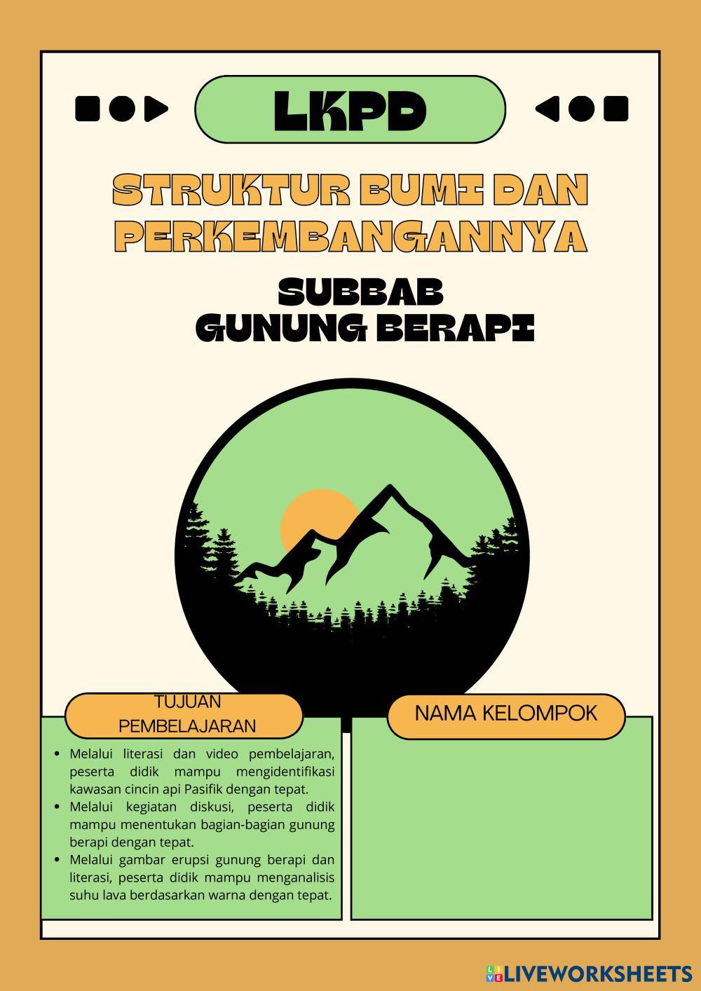 LKPD Gunung Berapi (Level 1) | Live Worksheets