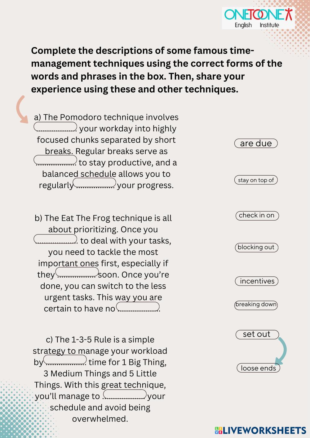A place to get things done. | Live Worksheets