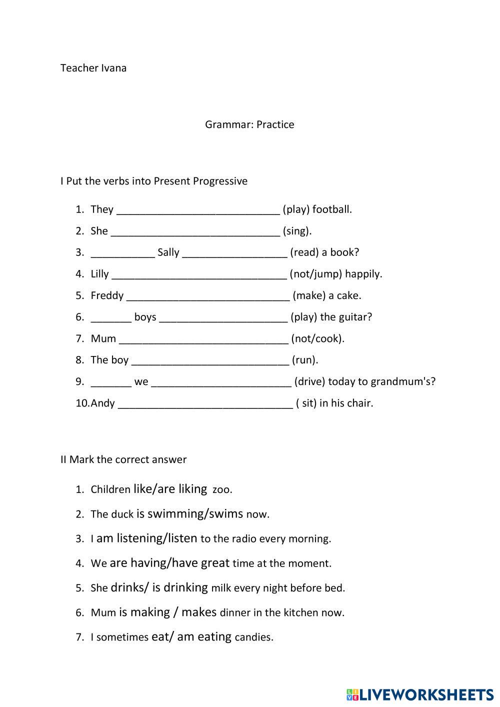 7712718 | Grammar practice | Ivana87 | LiveWorksheets