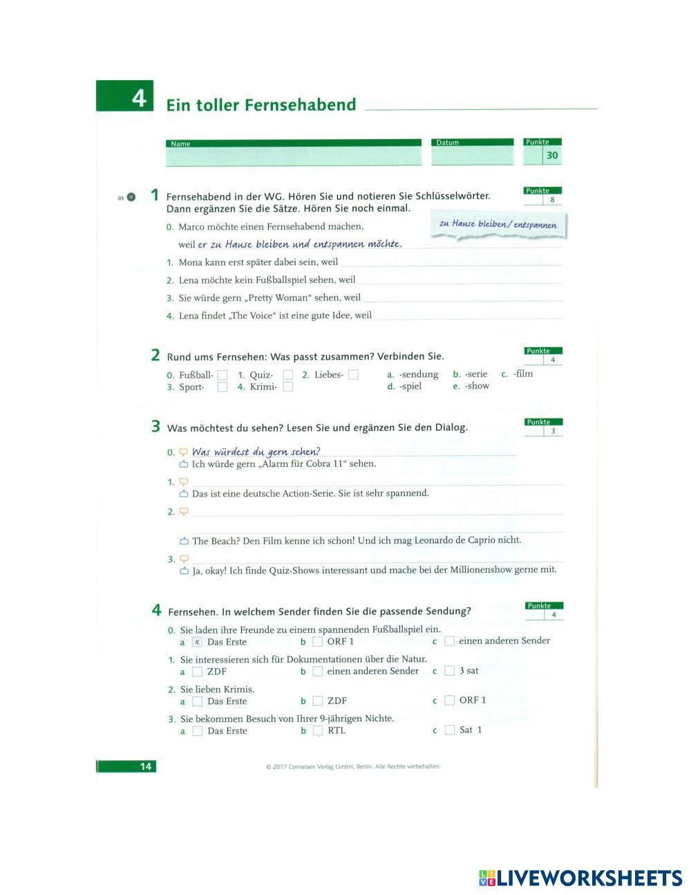 Test Panorama A2 Lektion 4 | Live Worksheets