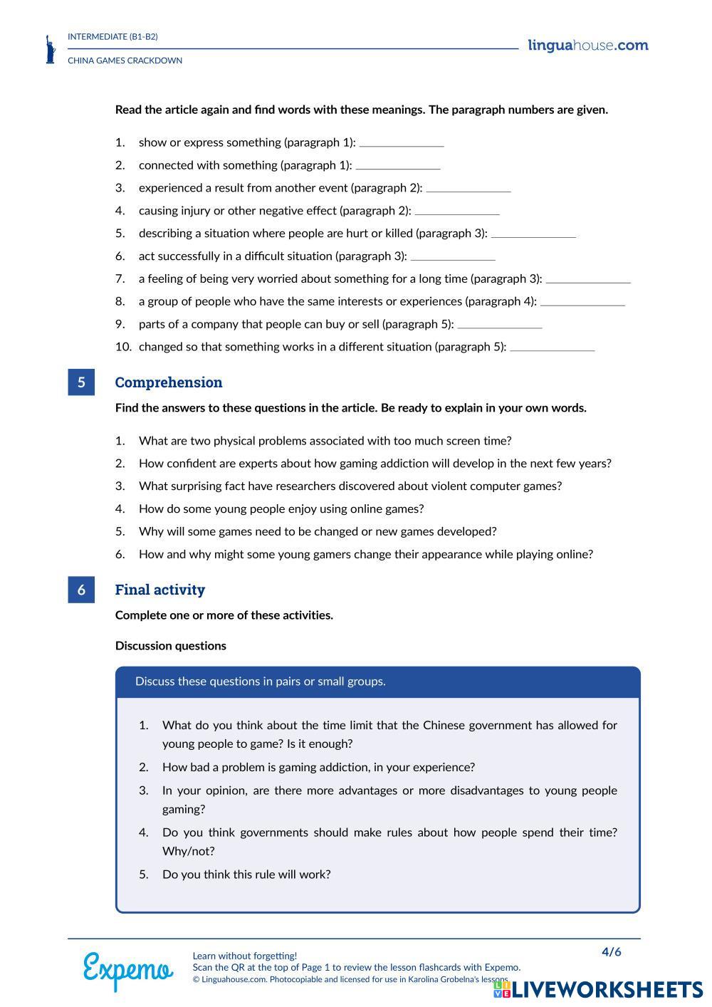 7715166 | Computer gaming | Maddeline79 | LiveWorksheets