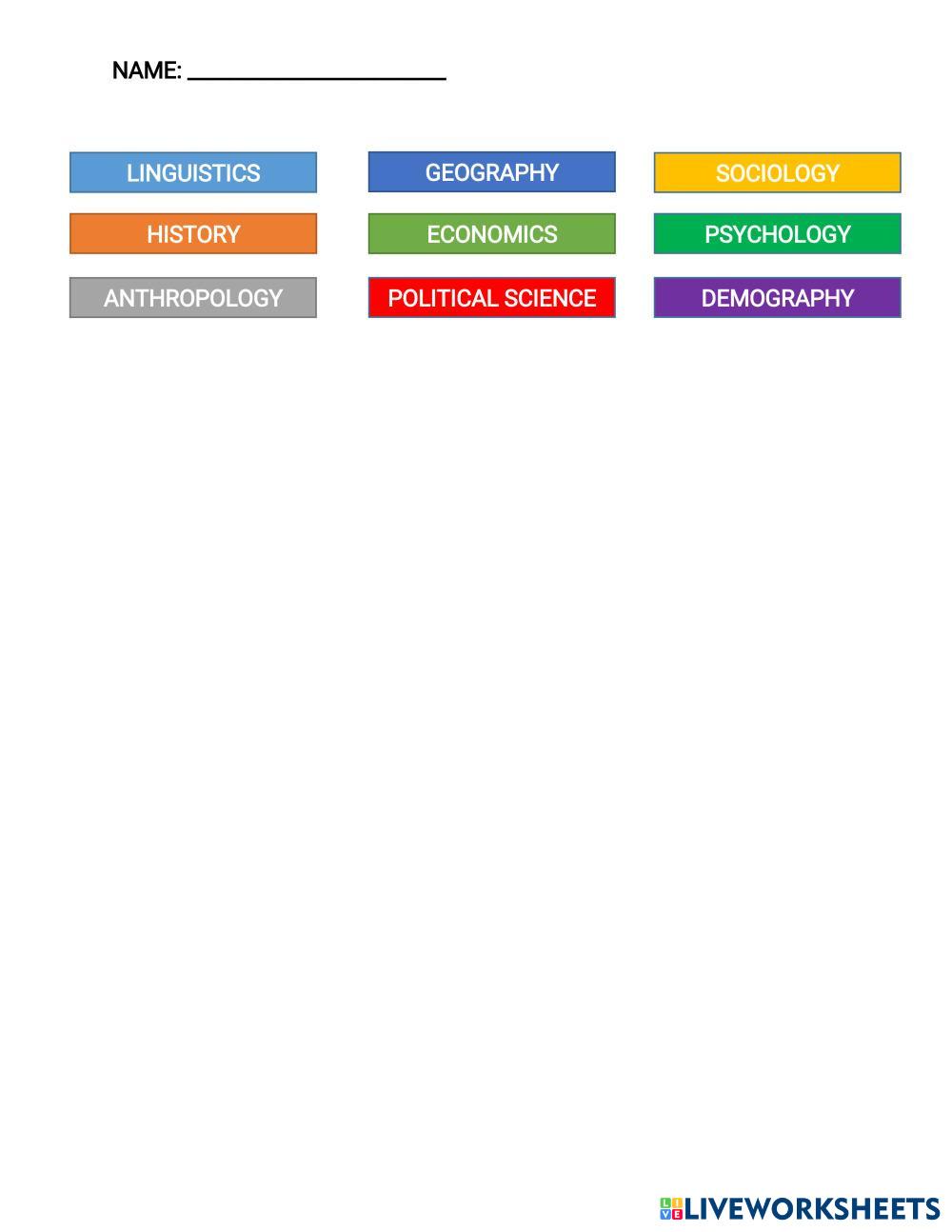 BRANCHES OF SCIENCE ONLINE ACTIVITY | Gian Carlo