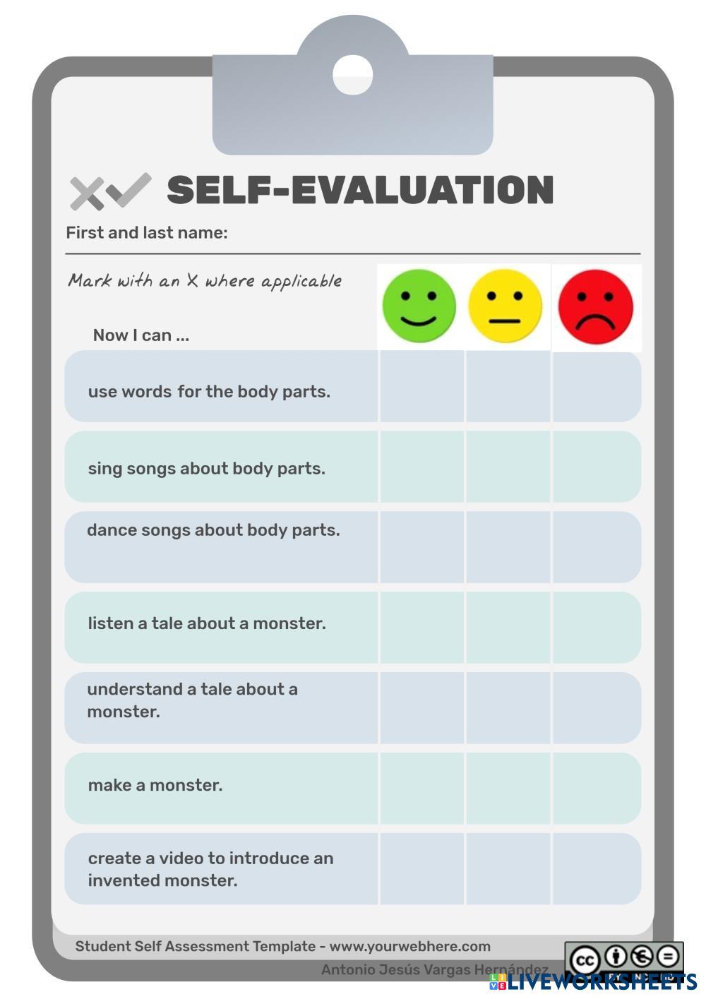 Self Evaluation | Live Worksheets