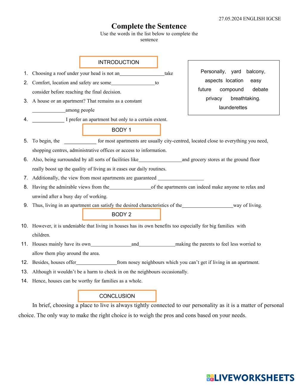 writing article igcse