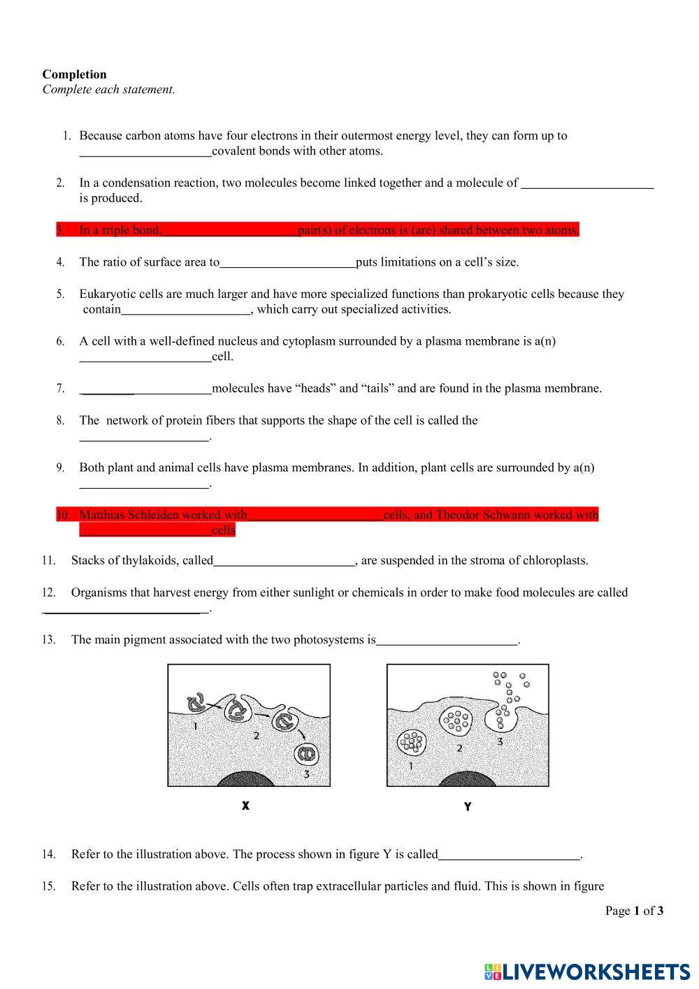 BIOLOGY REVIEW _ COMPLETION | Live Worksheets