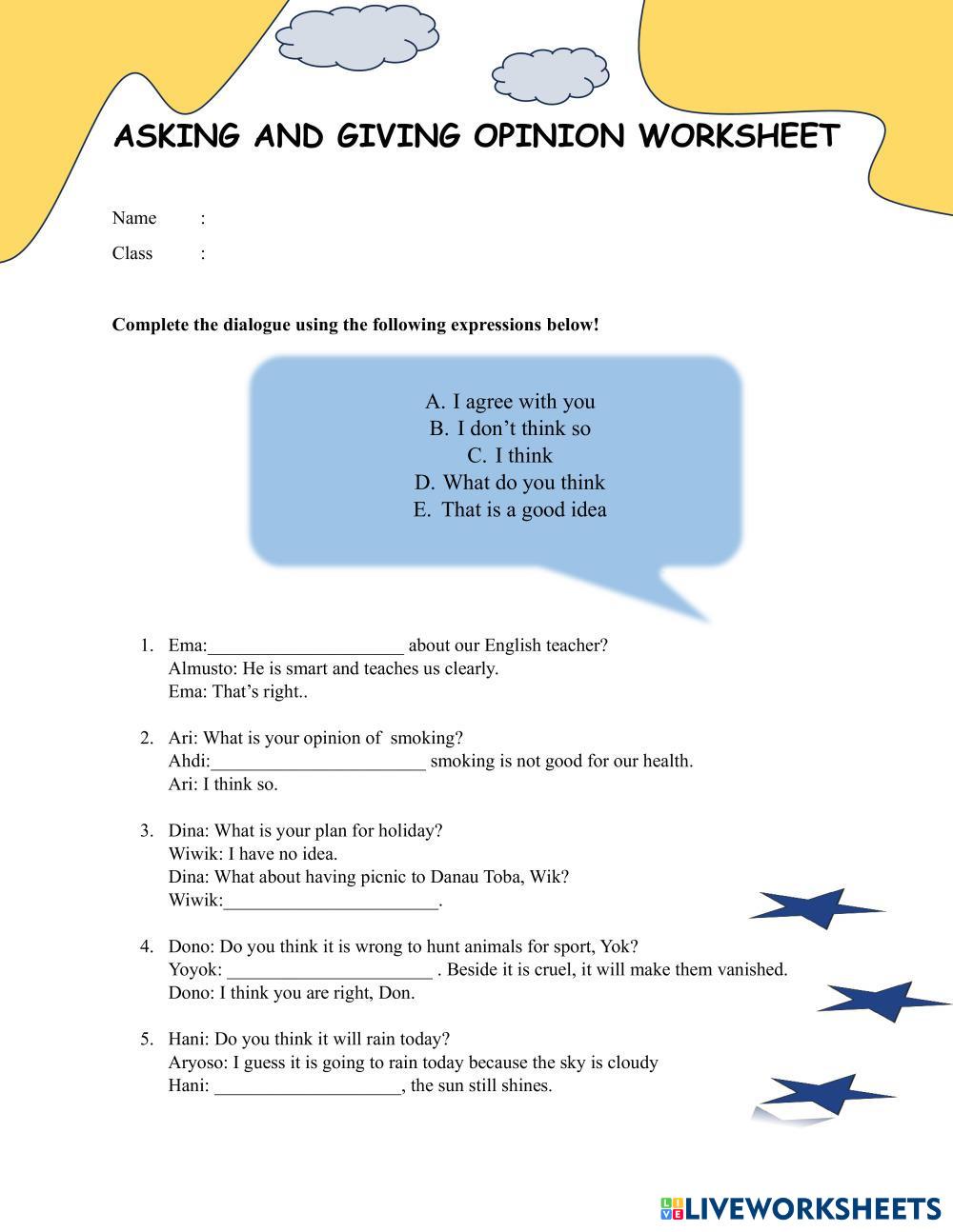 7718509 | ASKING AND GIVING OPINION | Yessy Nur Fitria