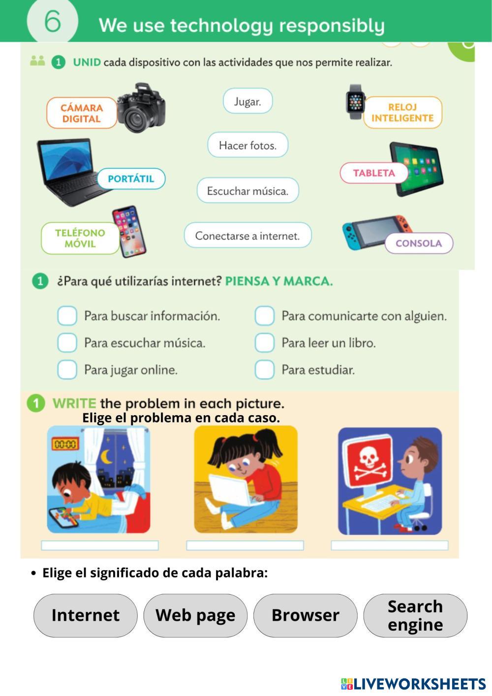 We use the Inte… | Free Interactive Worksheets | 7718544