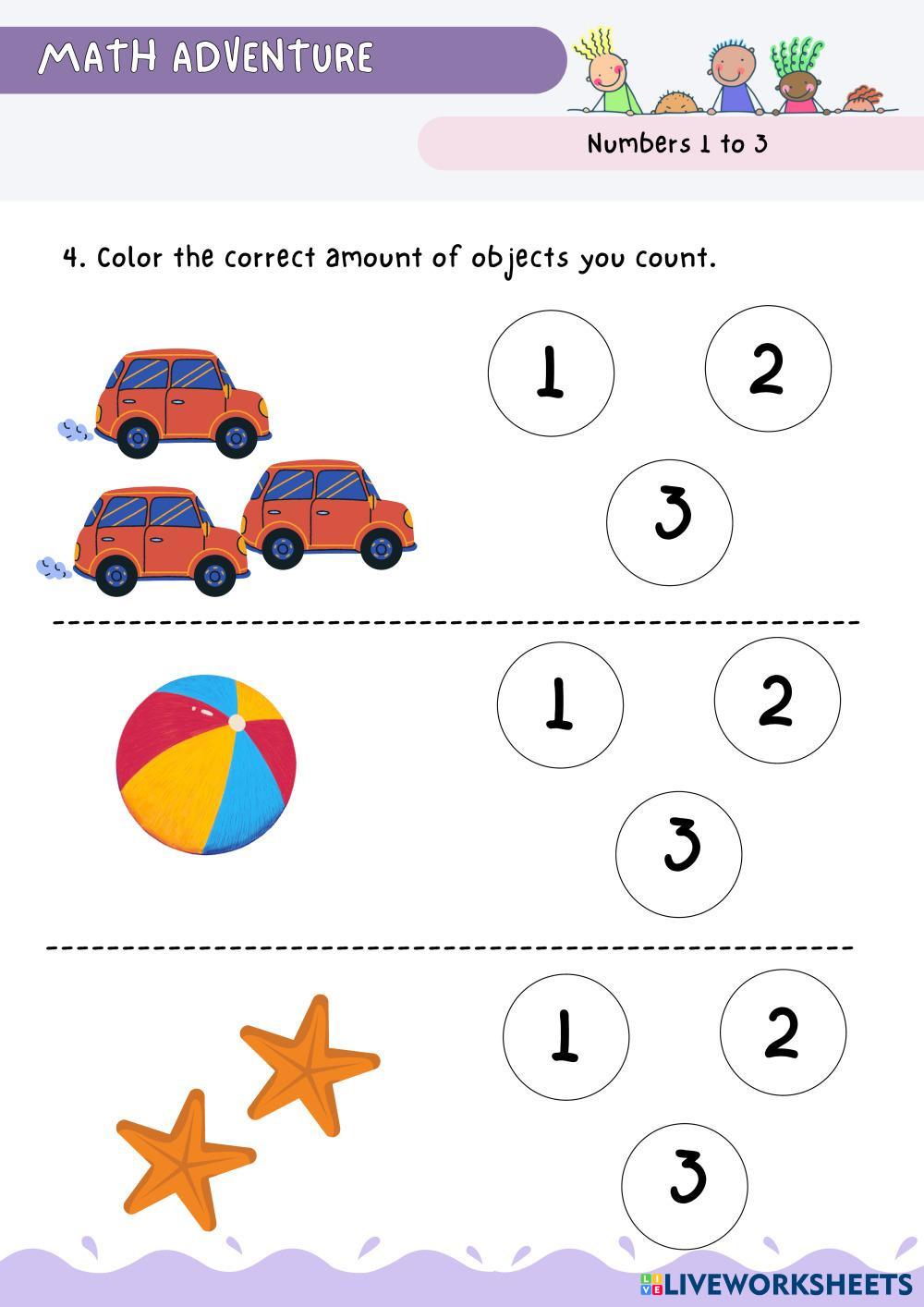 7718846 | Numbers 1 to 3 | Carolina | LiveWorksheets