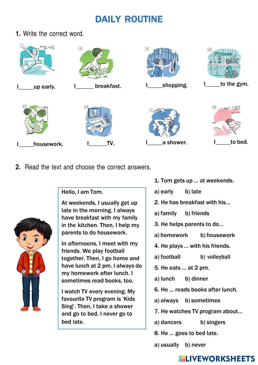 Daily routine | Free Interactive Worksheets | 7019692