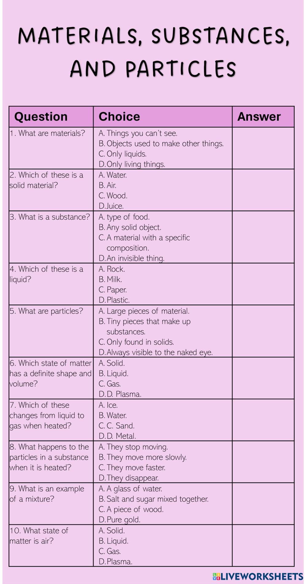 science materials examples
