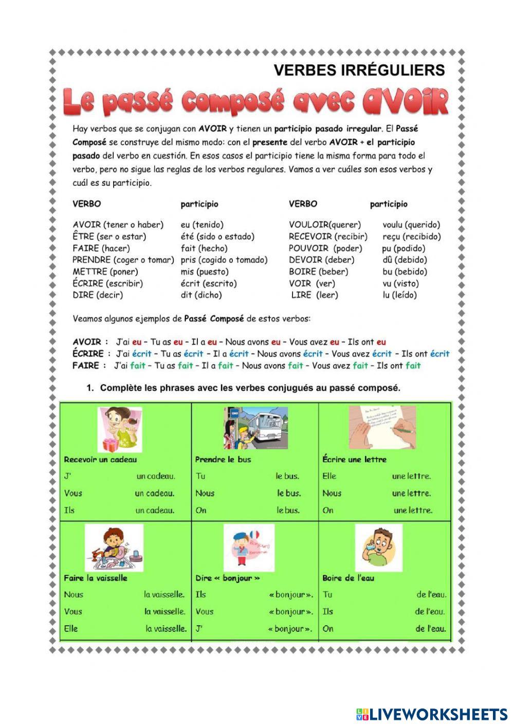 LE PASSÉ COMPOSÉ | Live Worksheets