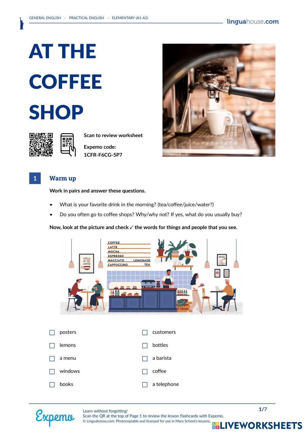 At the coffee s… | Free Interactive Worksheets | 7727671