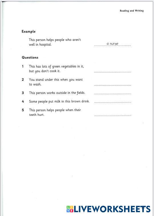 Cambridge English mover test 1 reading part 1 | Live Worksheets