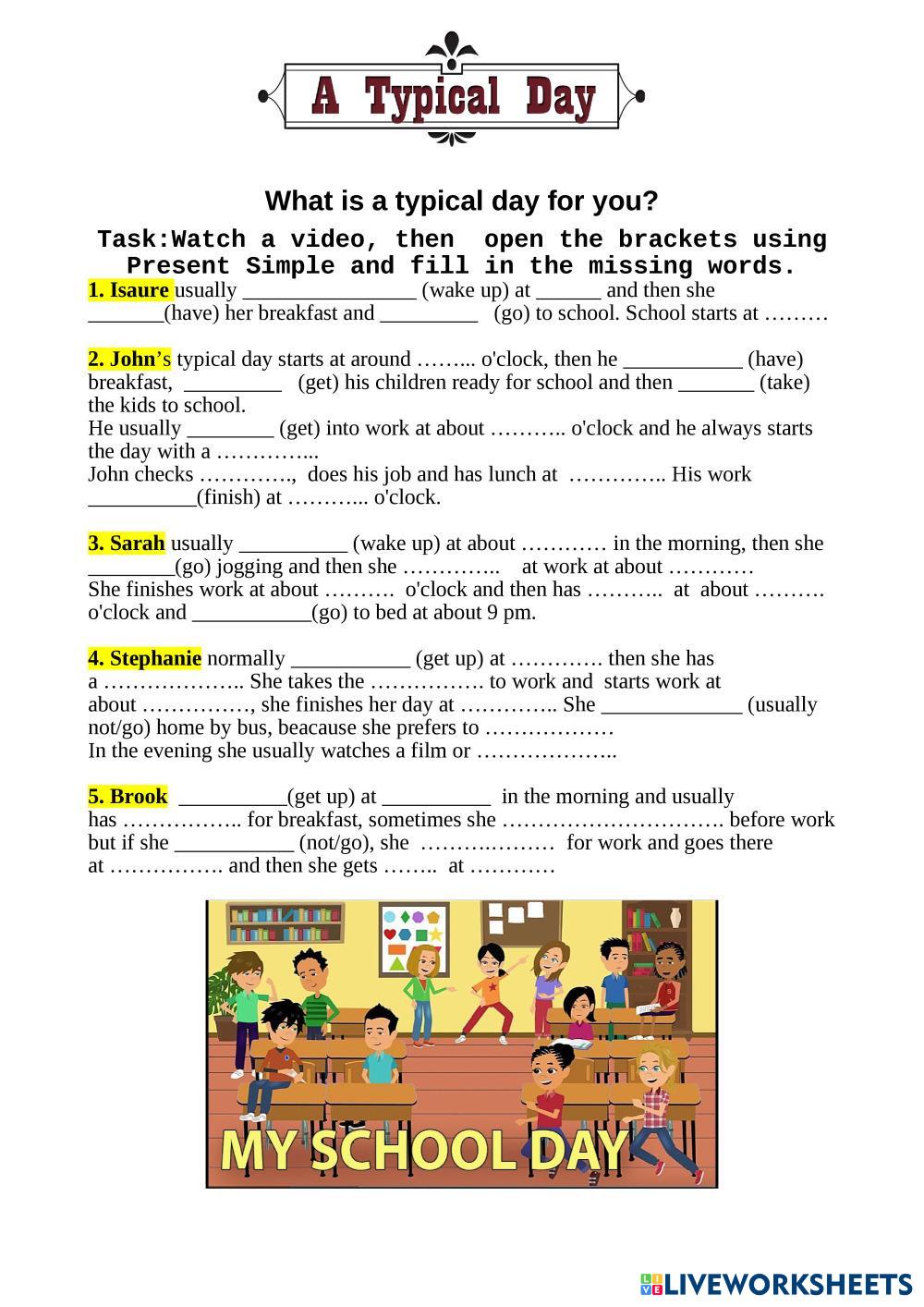 A typical Schoo… | Free Interactive Worksheets | 7728972