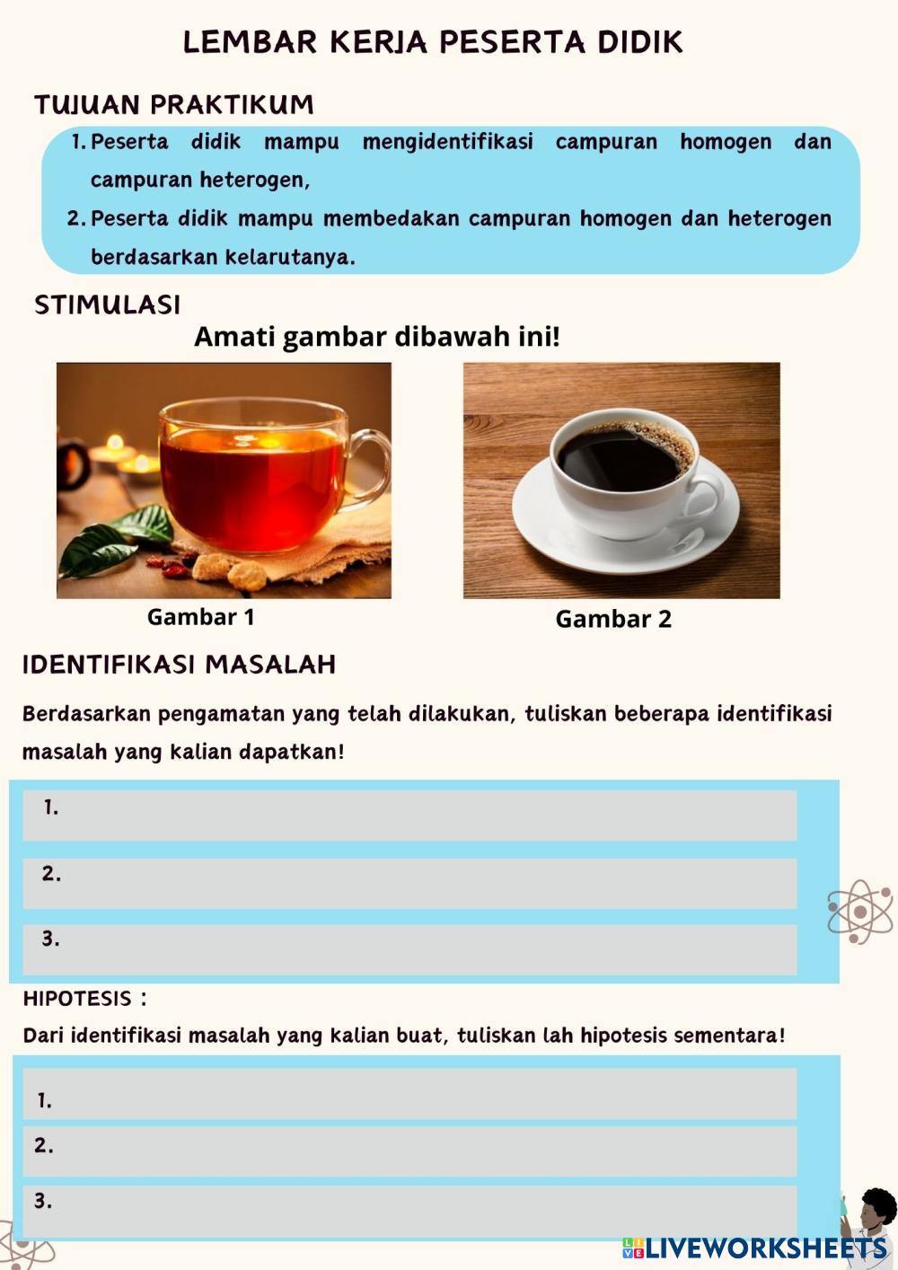 CAMPURAN HOMOGEN DAN HETEROGEN | Live Worksheets