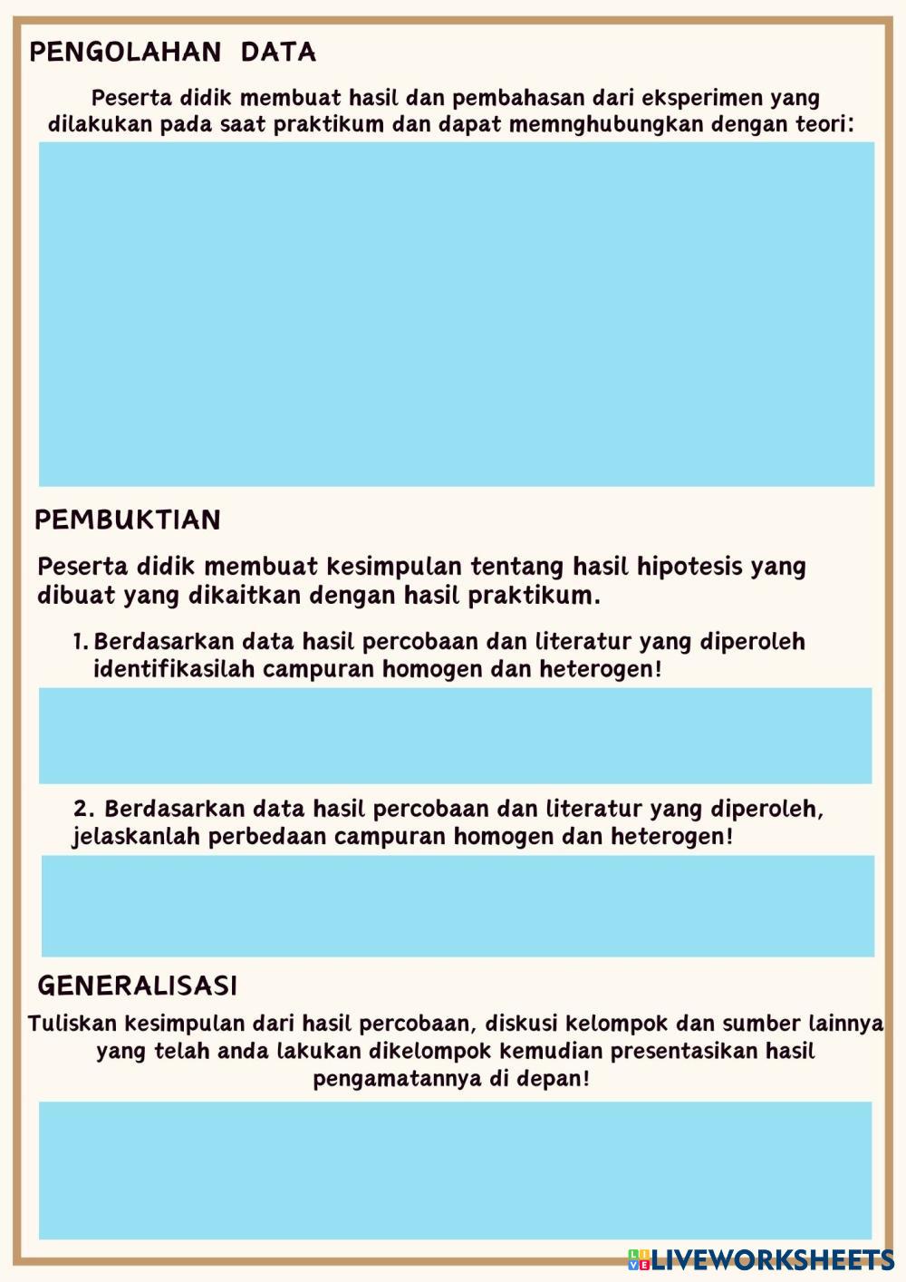 CAMPURAN HOMOGEN DAN HETEROGEN | Live Worksheets