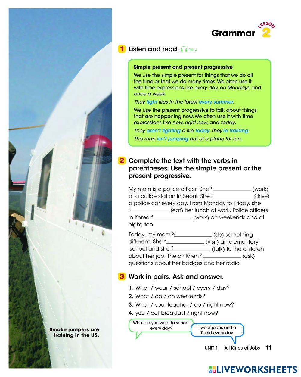 PRESENT SIMPLE & PRESENT PROGRESSIVE | Live Worksheets