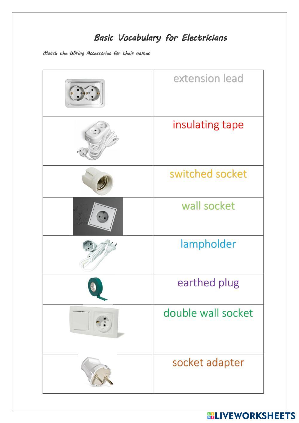 WIRING ACCESSORIES | Live Worksheets