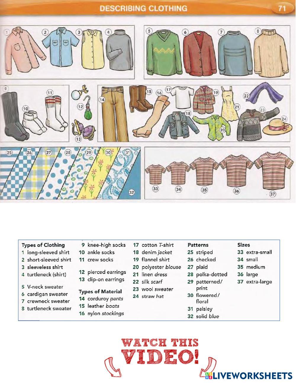 clothing | Free Interactive Worksheets | 7731090