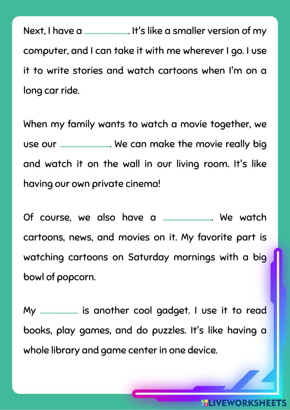 Technological Devices Comparison | Live Worksheets