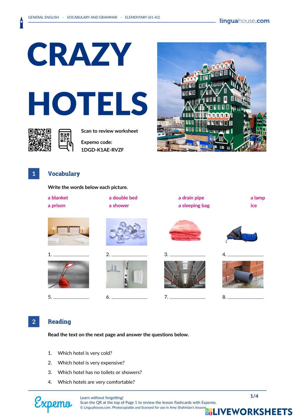 Crazy hotels | Live Worksheets