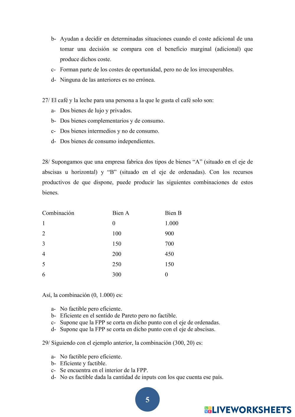 ENTENDER LA ECONOMÍA | Live Worksheets