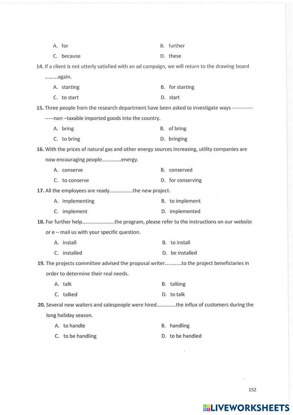 PRE TOEIC - UNIT 5 - R | Live Worksheets