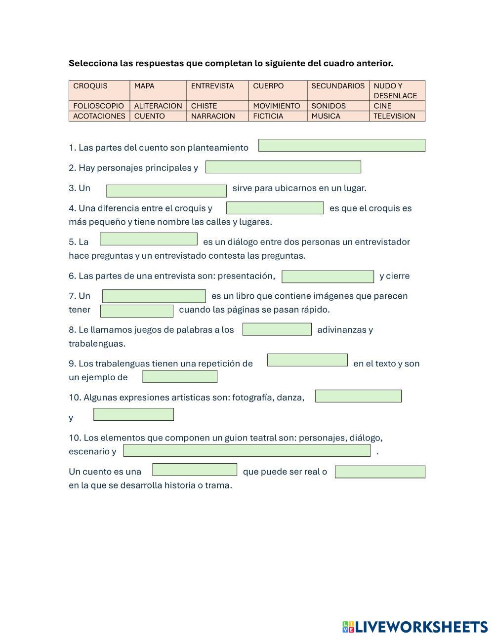 REPASO LENGUAJE | Free Interactive Worksheets | 7734150