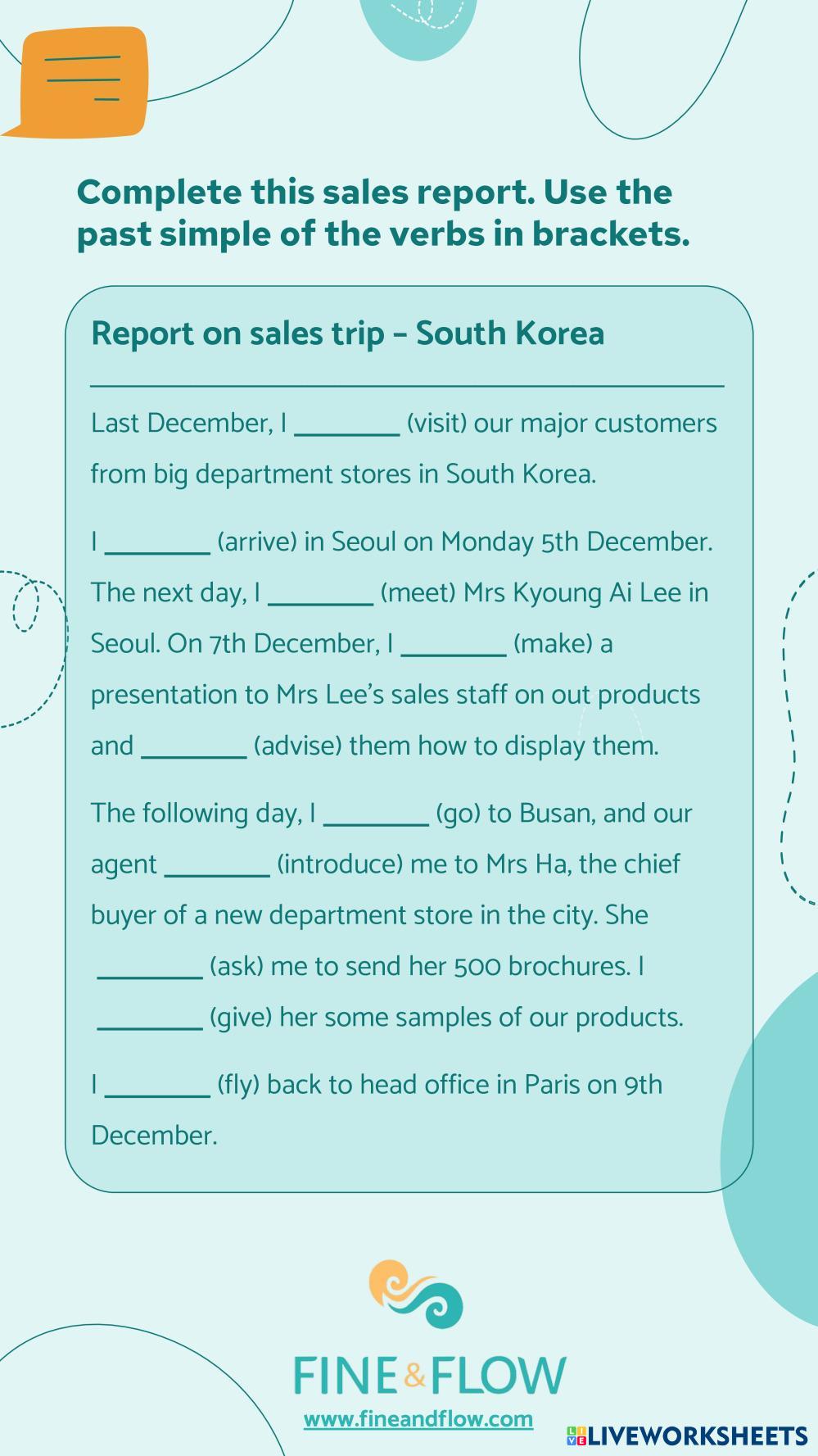 L1 | Past simple | Fine&Flow's language bites | Live Worksheets