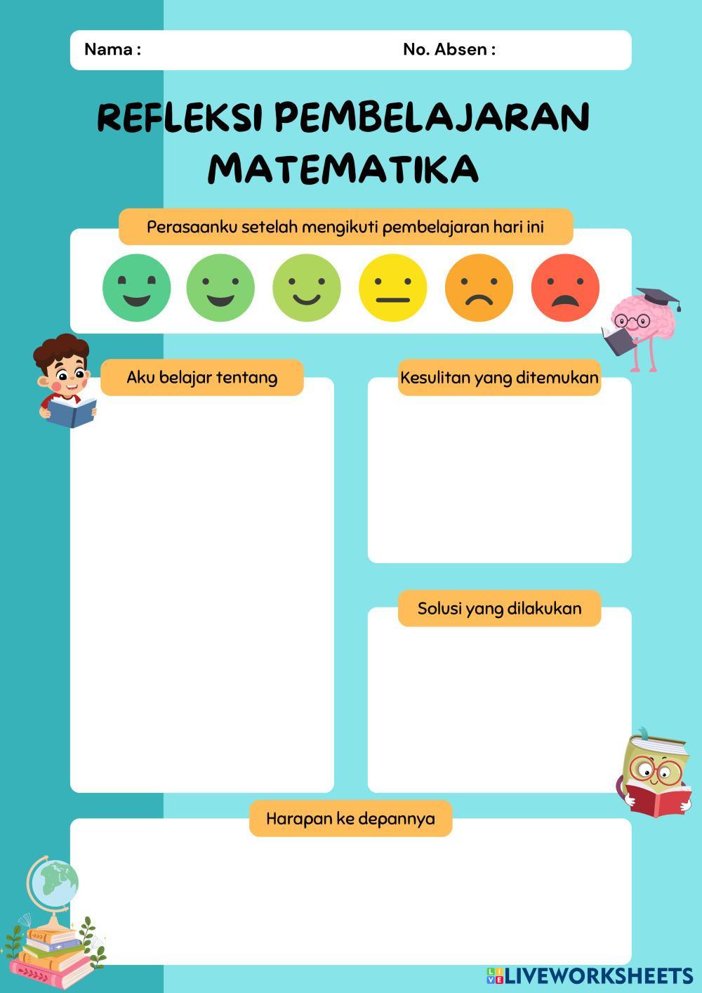 Refleksi Pembelajaran Matematika | Live Worksheets