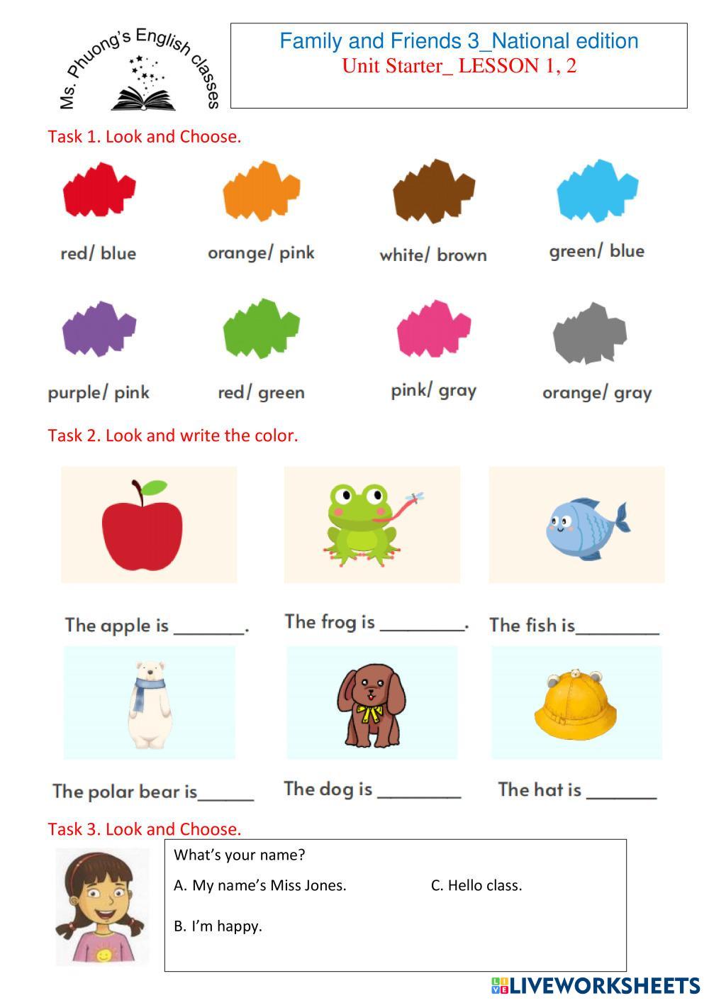 FF3_Unit Starter_Lesson 1, 2 | Live Worksheets