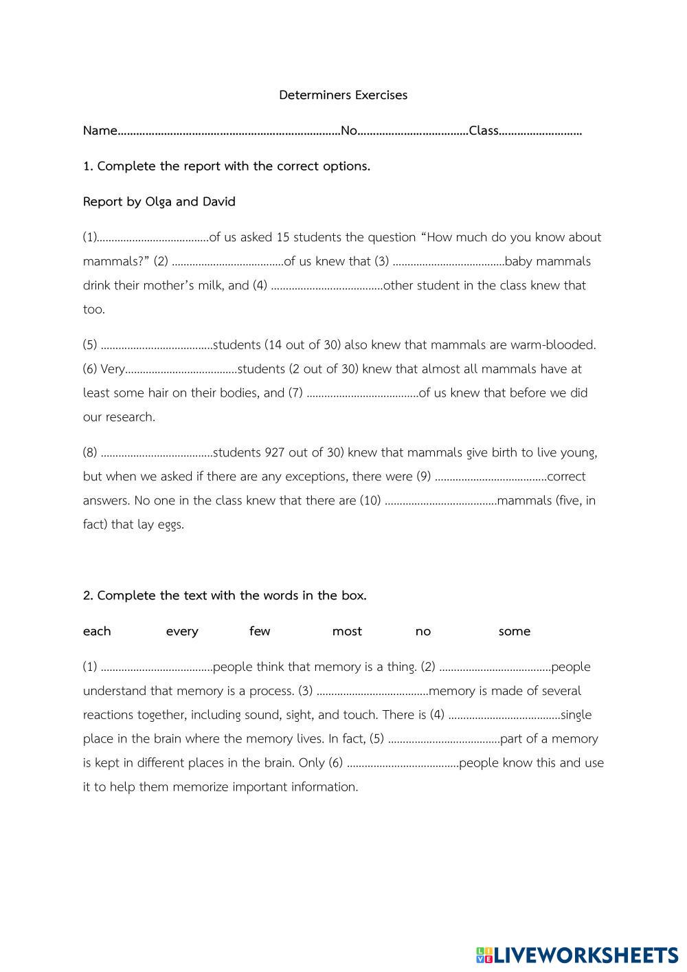 7737565 | Determiners | khwanchai | LiveWorksheets