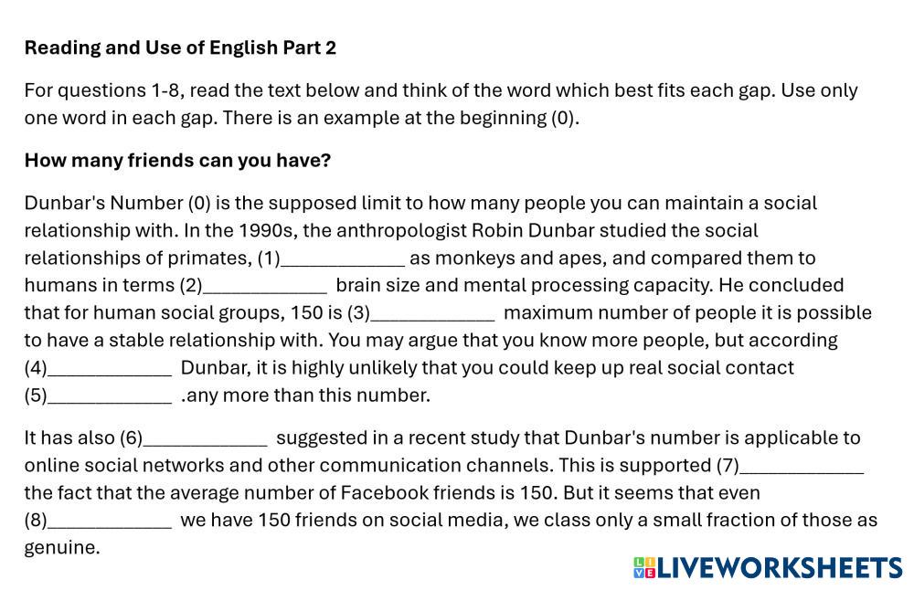 FCE Reading and Use of English part 2 7737622 | sorisam
