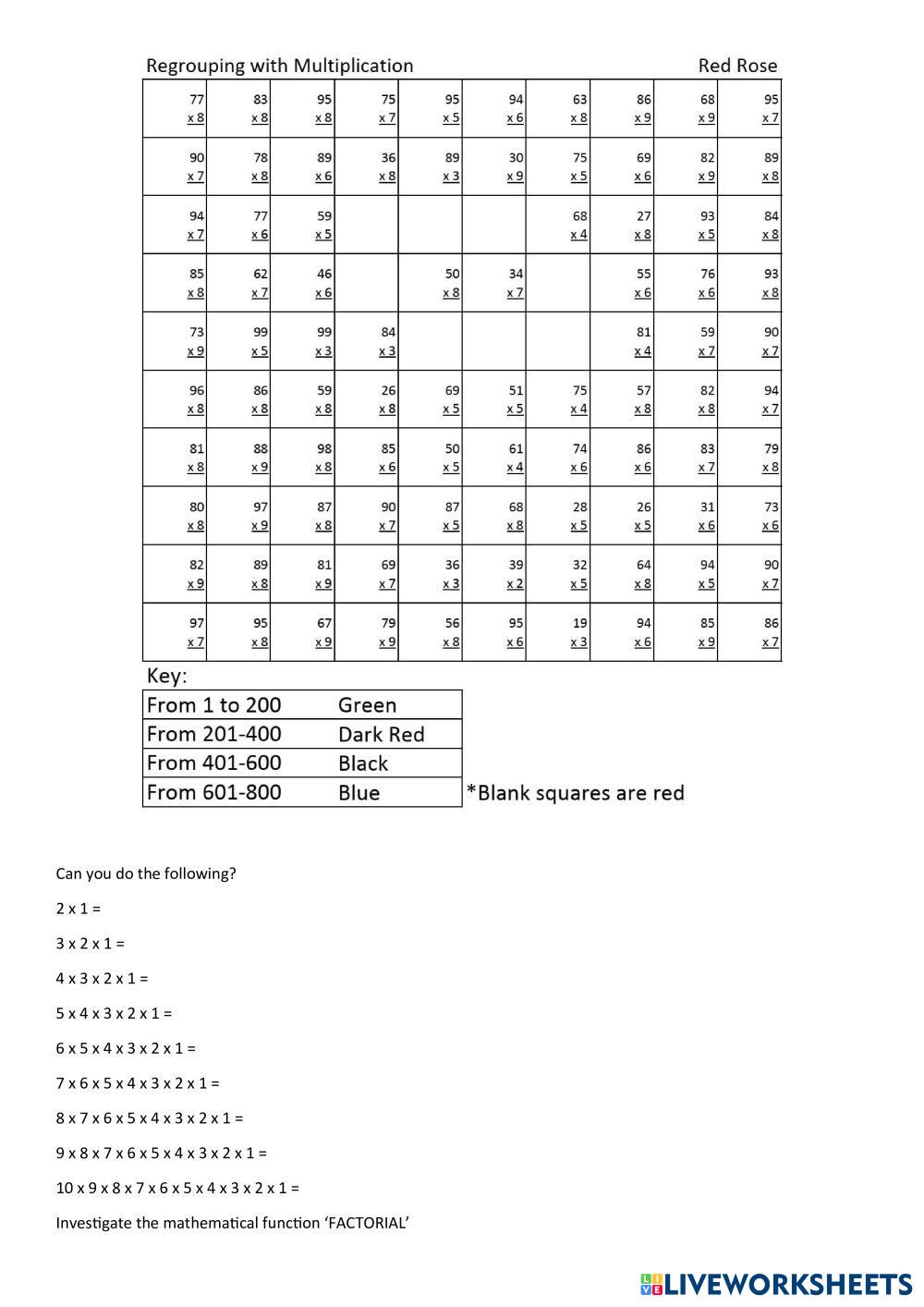 5 multiplication | Live Worksheets