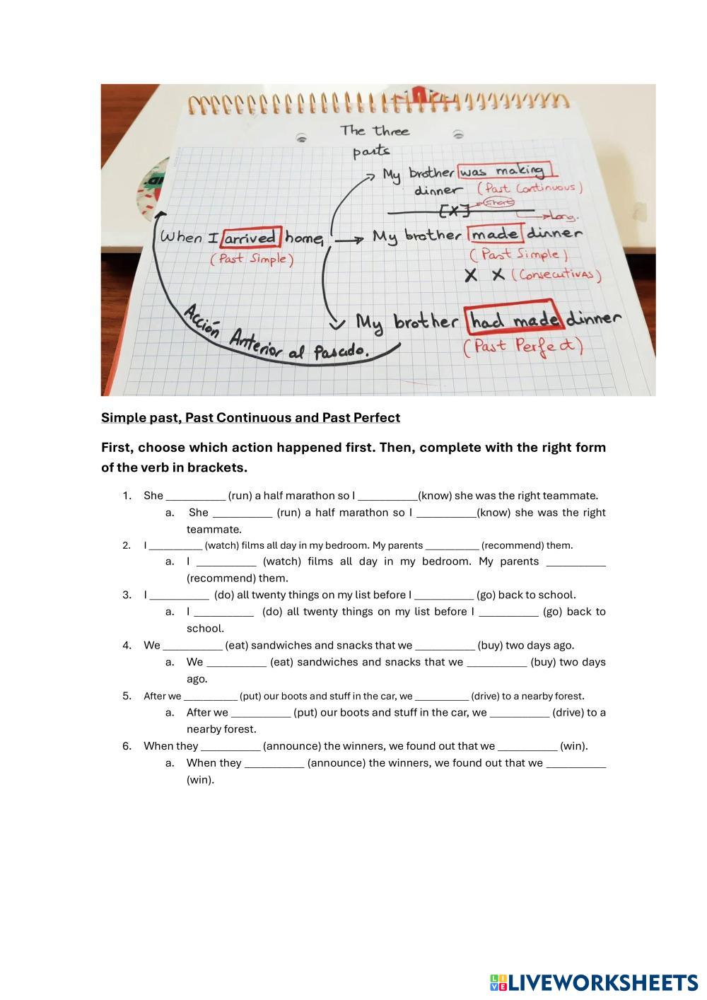 Simple Past, Past Cont, Past Perfect | Live Worksheets