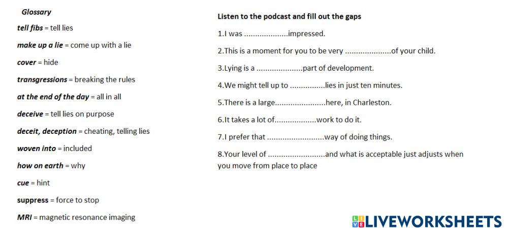 why do we lie? … | Free Interactive Worksheets | 7739783