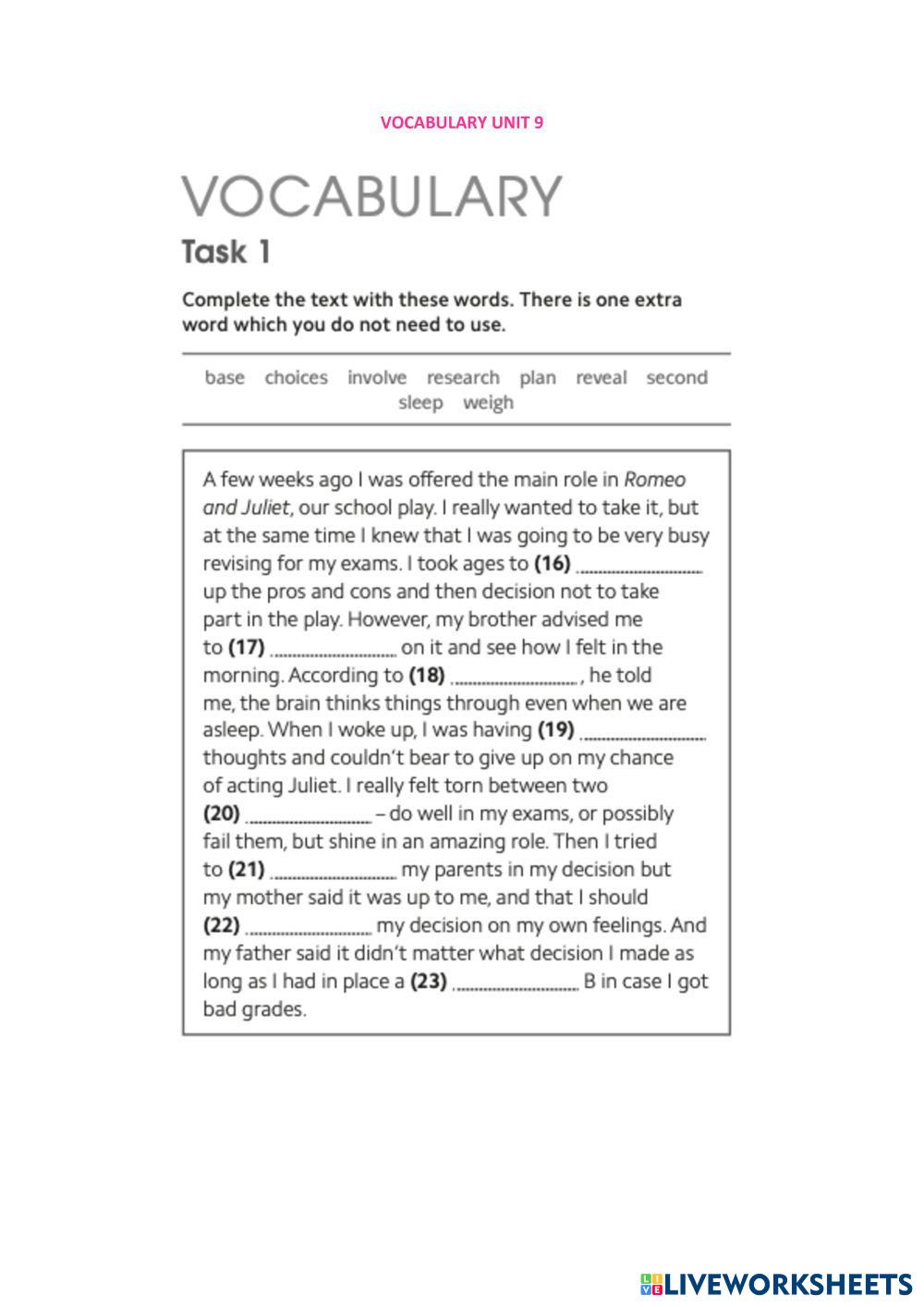 VOCABULARY B2 | Free Interactive Worksheets | 7740281