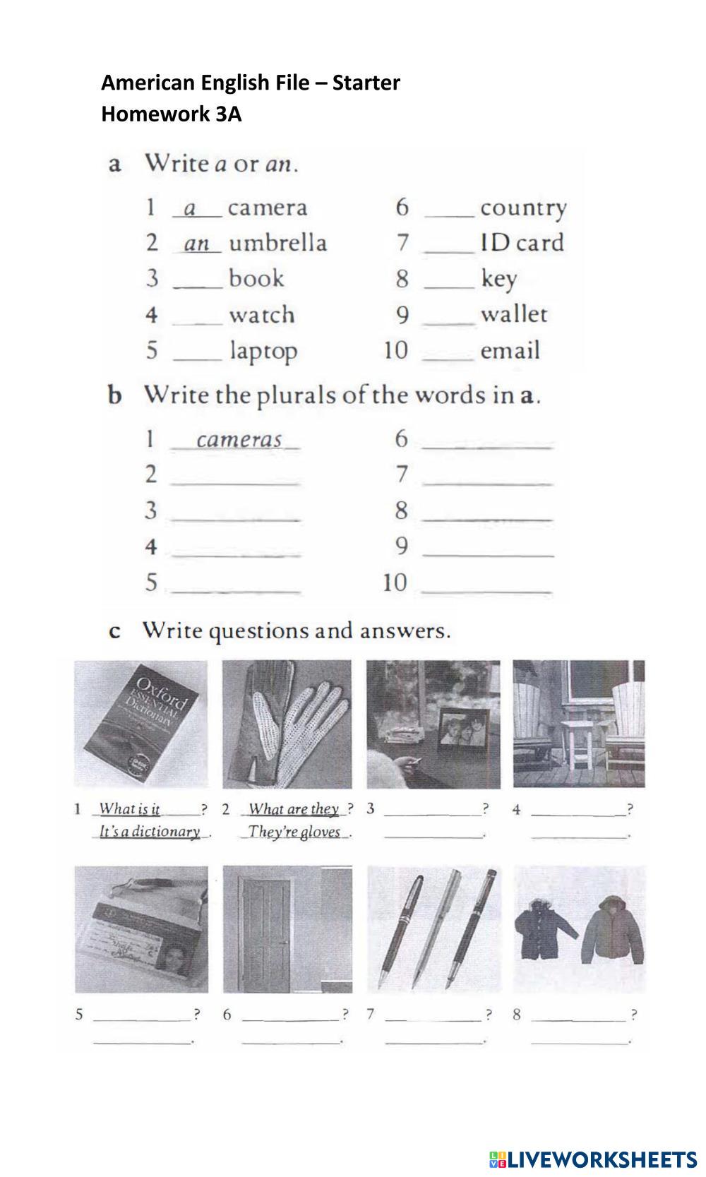 AEF Starter - 3A | Free Interactive Worksheets | 7740642