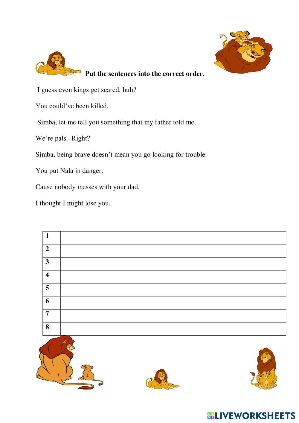 Put the sentenc… | Free Interactive Worksheets | 7741337