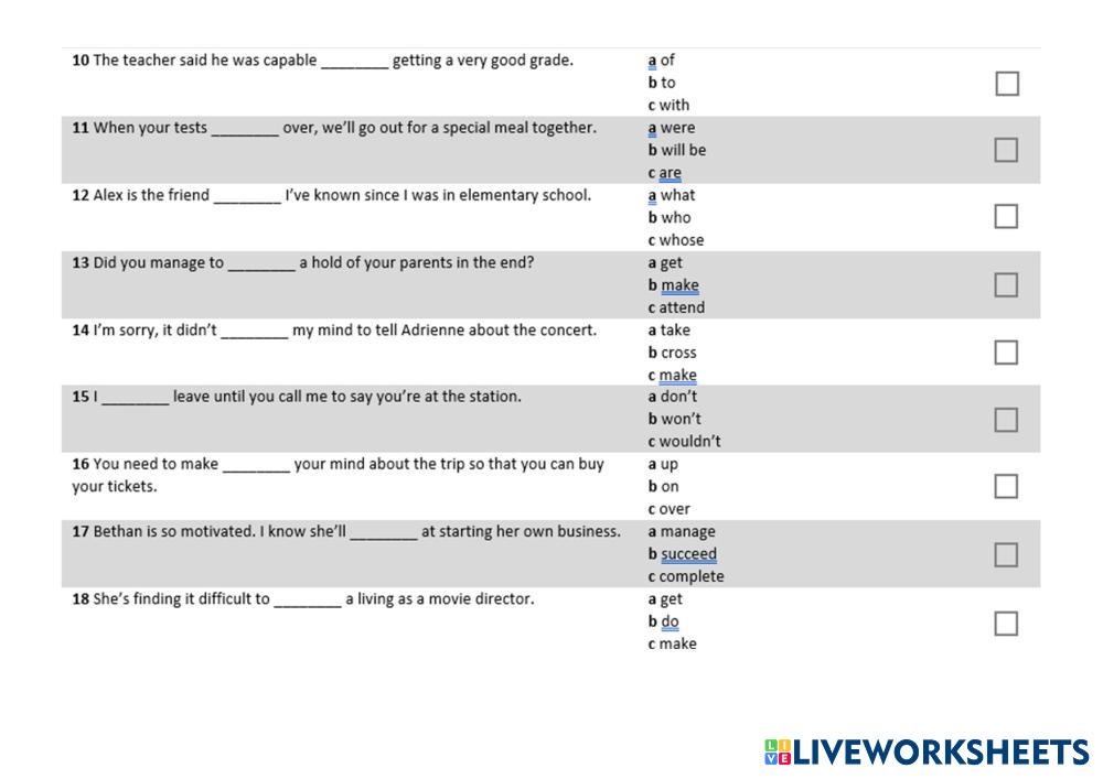 ENGLISH TEST LEVEL 7 | Live Worksheets