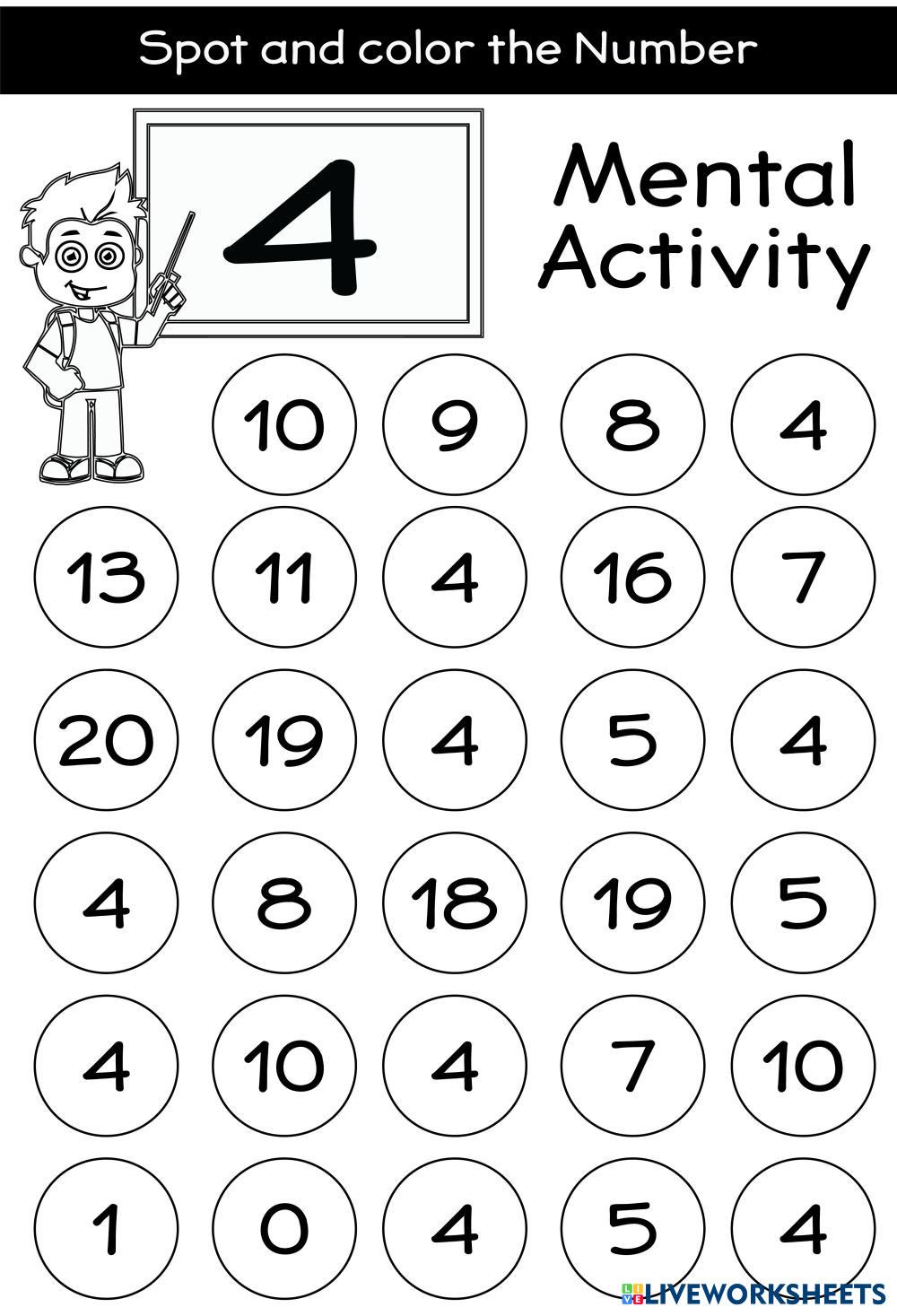Spot and Color Numbers Woerksheet | Live Worksheets