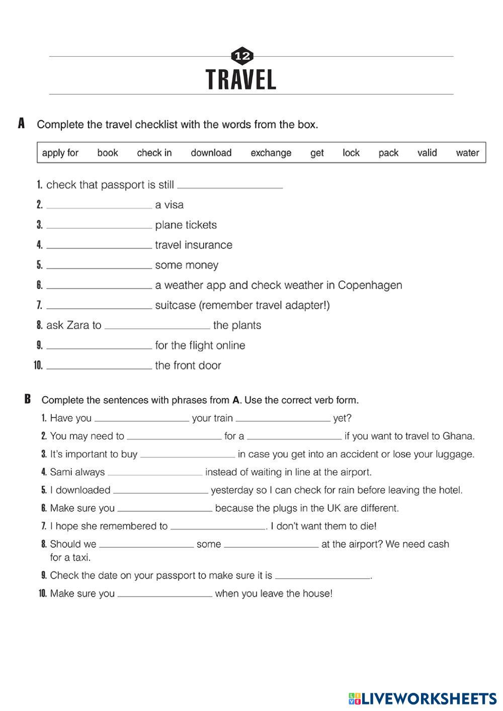WORLDLINK 2-WORKBOOK UNIT 12-LESSON A | Live Worksheets