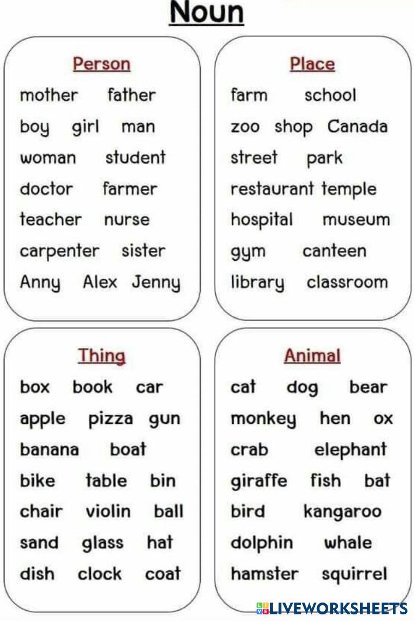 NOUN | Free Interactive Worksheets | 7743296