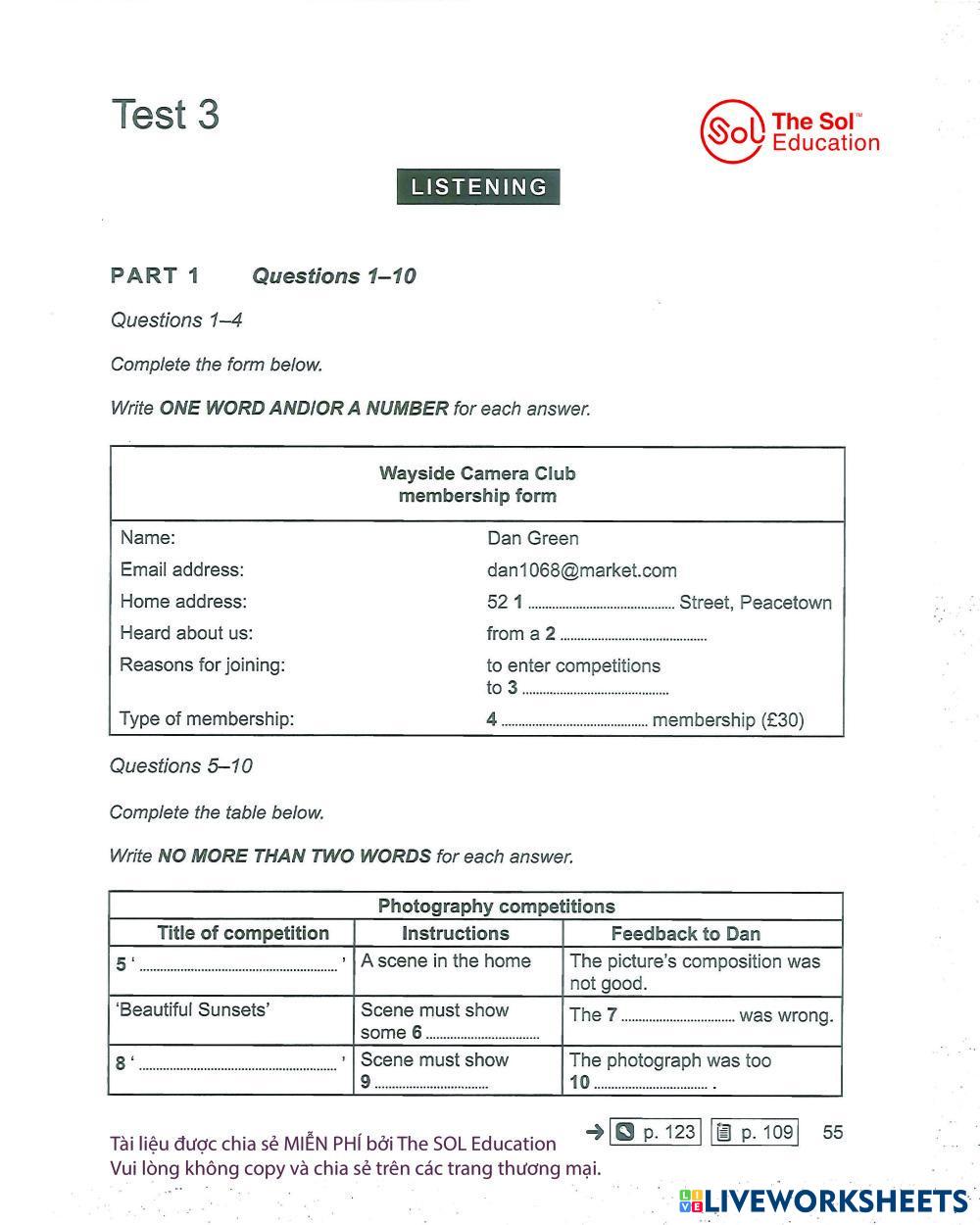 7743709 | IELTS listening section 1 | huyenvu1986