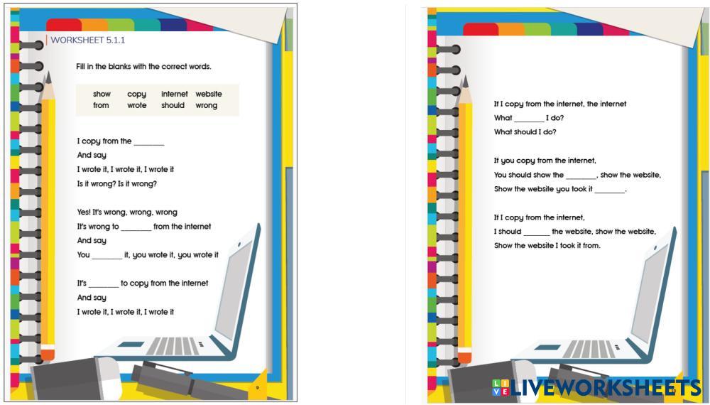 JAZZ CHANT | Live Worksheets