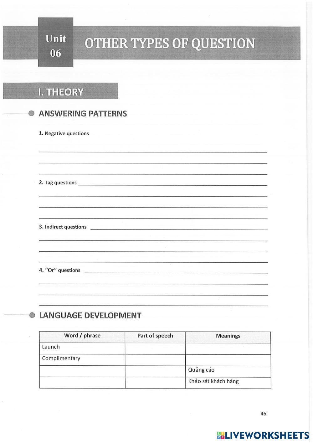 PRE TOEIC - UNIT 6 - L | Live Worksheets
