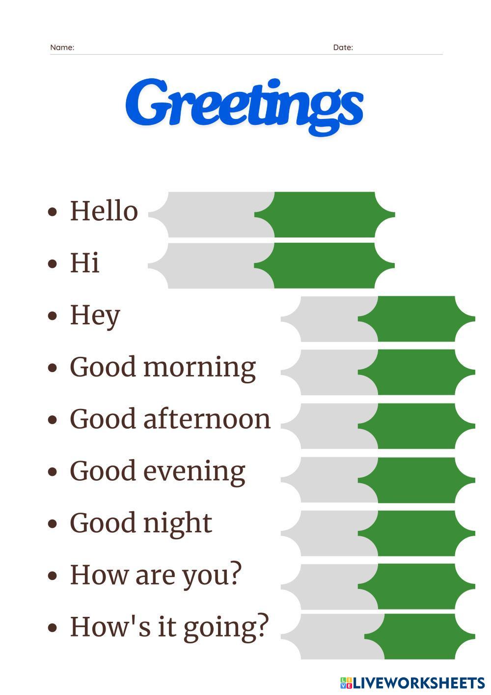 Greetings | Live Worksheets